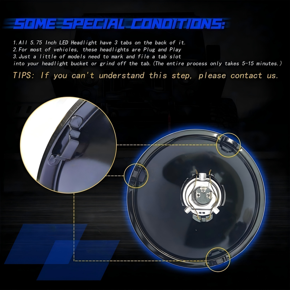 5.75" 5-3/4" inch Round LED Headlights for GMC C15/C1500 1961-1972 ...