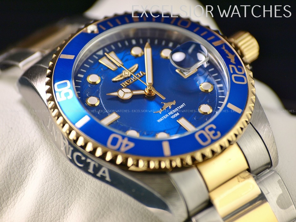 New Invicta 38mm Hammerhead Pro Diver Women's Blue Dial Two Tone SS ...