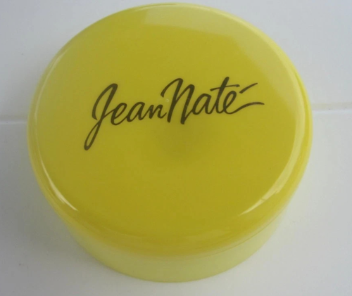 VINTAGE JEAN NATE Perfumed Silkening Bath Powder Yellow Signed Puff 6 ...