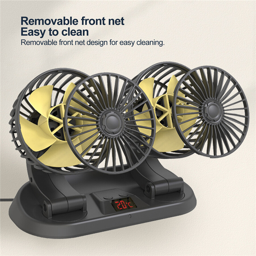 Dual Head Fan Car Cooling Dashboard Ventilation Air Fan 3 Speeds ...