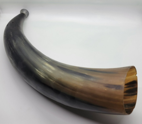 Handcrafted Cow Horn with Metal Mouthpiece 15 Inch Rustic Decor or ...