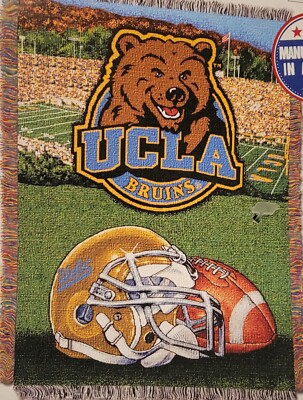 [NWT] UCLA BRUINS Football Colorful Woven Tapestry Throw-48" X 60" | eBay