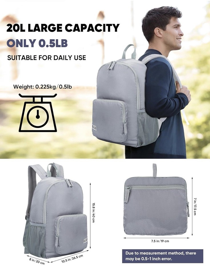 New 20L Packable Lightweight Backpack - Water Resistant Hiking Daypack ...