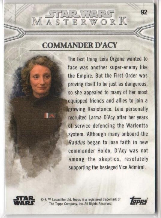 2018 Topps Star Wars Masterwork Blue Commander D'Acy #92 | eBay