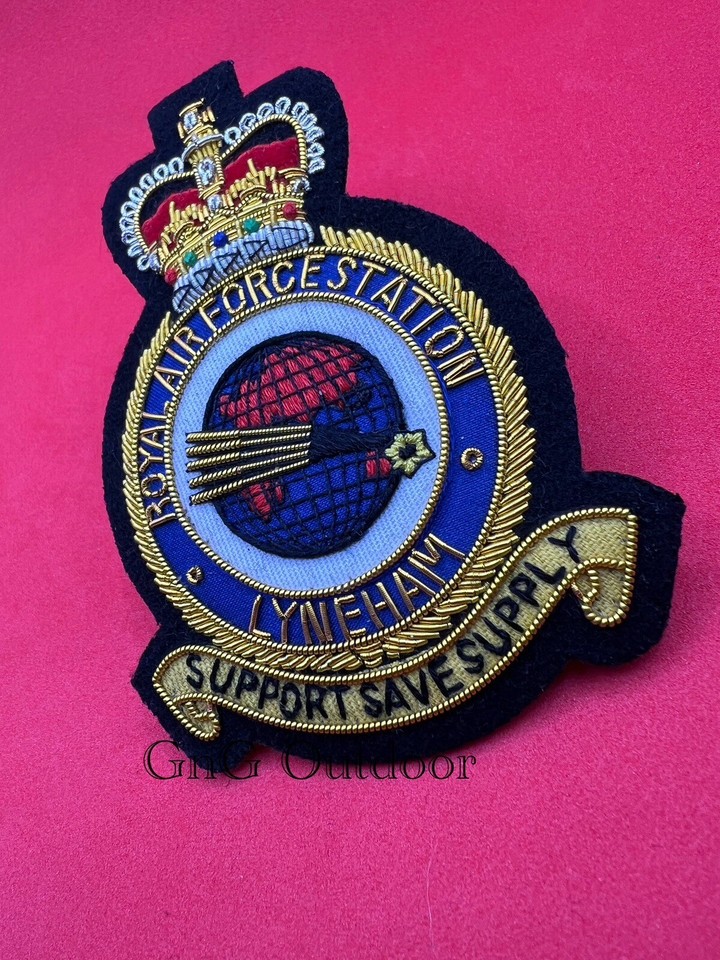 Royal Air Force Lyneham Station Badge RAF Embroidered Bullion Wire ...