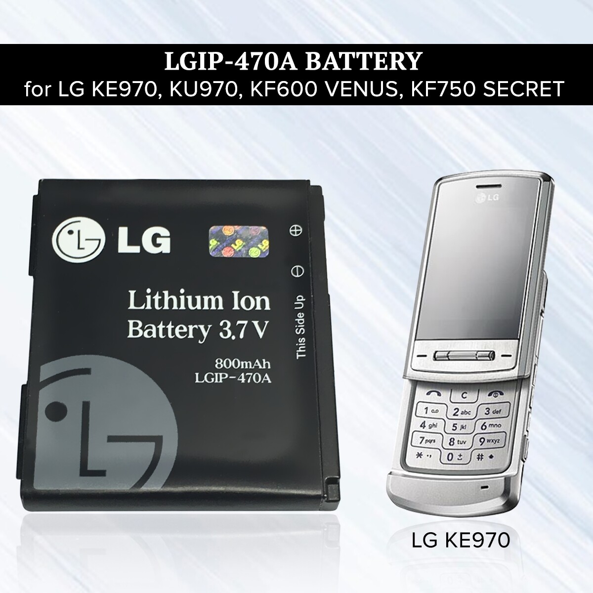 OEM LG LGIP-470A Replacement Lithium-Ion Battery 3.7V 800mAh for GD330 ...