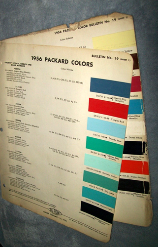 1956 Packard car auto color paint chips- Dupont | eBay