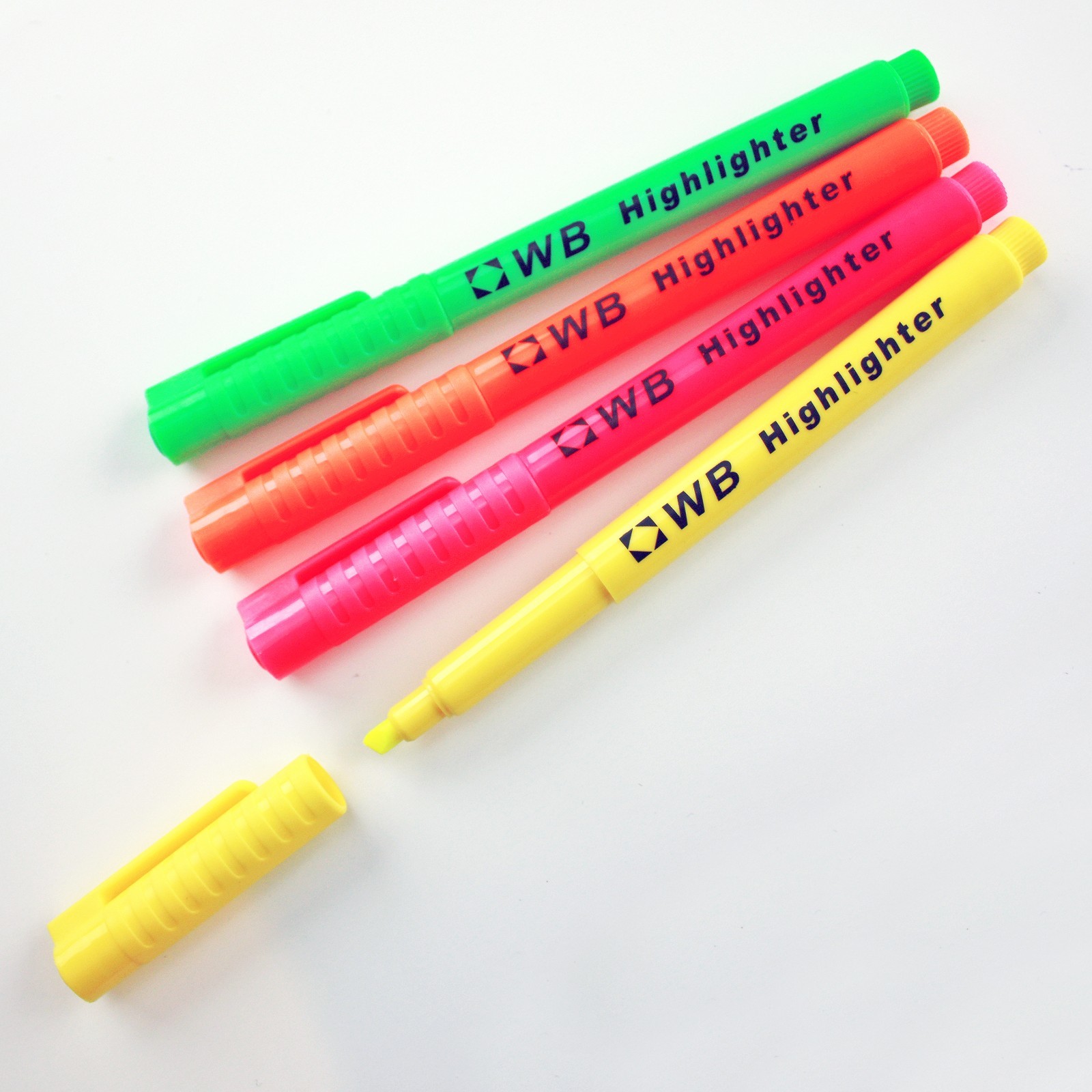 Highlighter Pens 4 Bright Colours Slimline 1-3mm Tip NonToxic Office ...