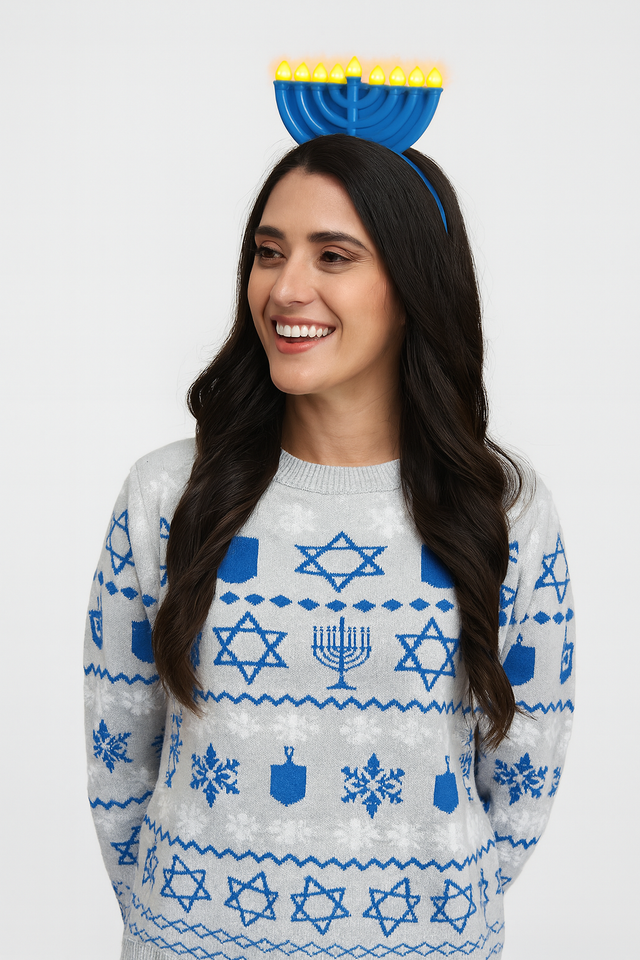 LED Light Up Menorah Candles Chanukah Hanukkah Headband Oy Jewish ...