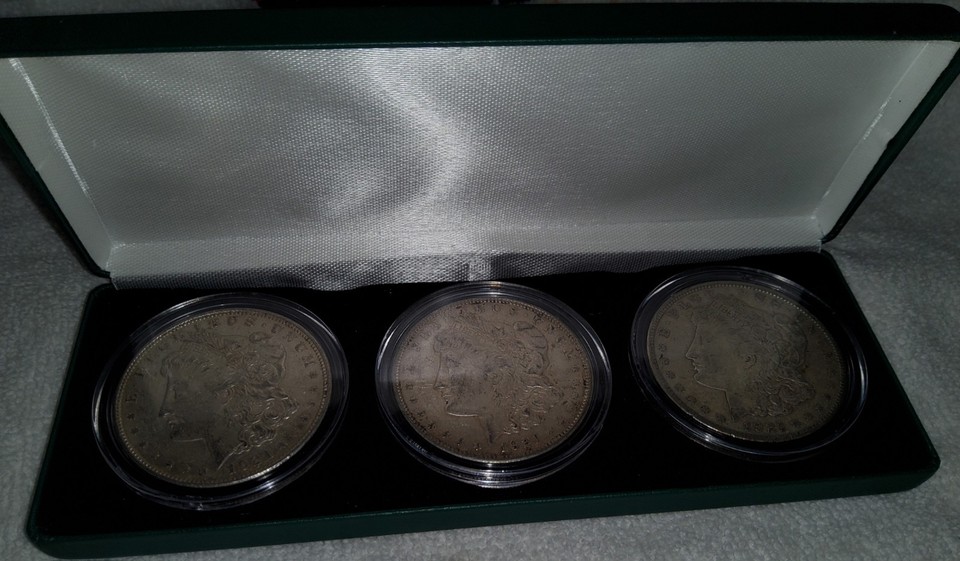 MORGAN SILVER DOLLARS SET OF 1921, P D S 3 Different Mint Marks, UNC ...