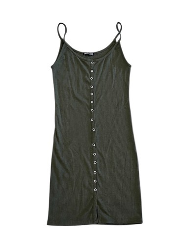 MIND CODE Dark Olive Green fitted summer mini Ribbed Tank Dress Size ...