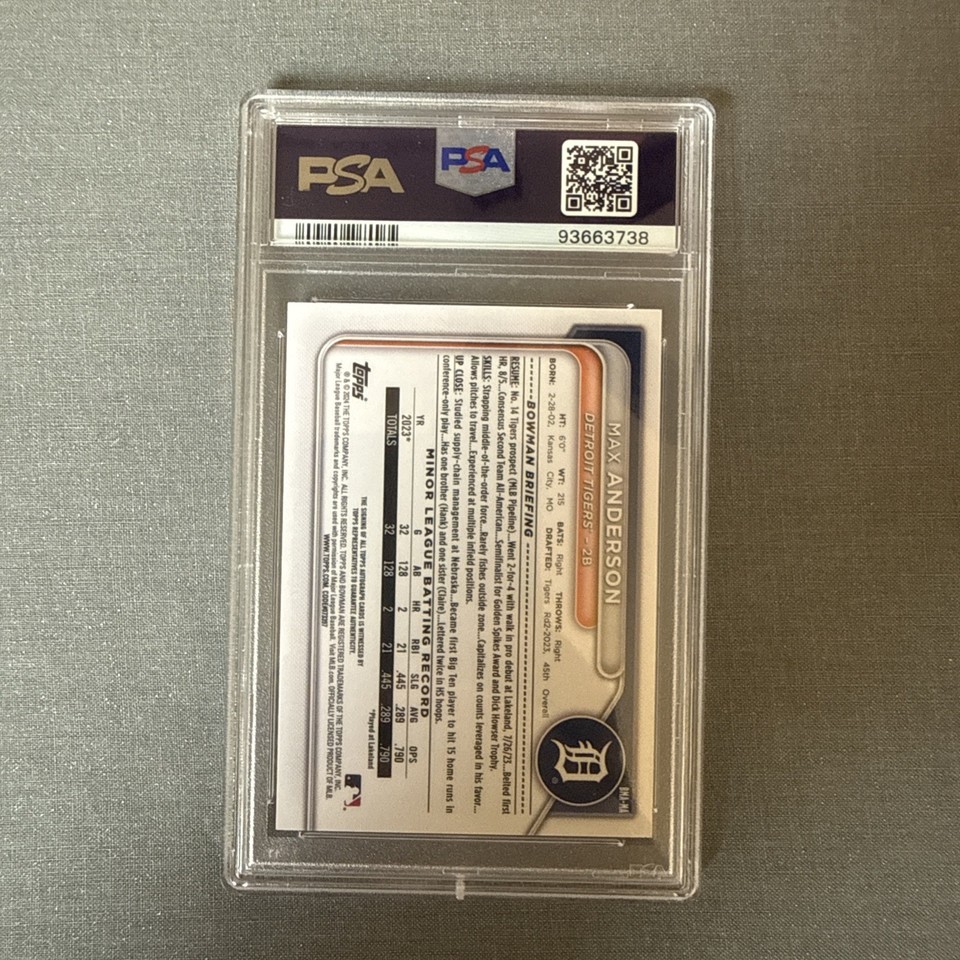 2024 Bowman Mega Box Max Anderson #BMA-MA Chrome Prospect PSA 9 | eBay