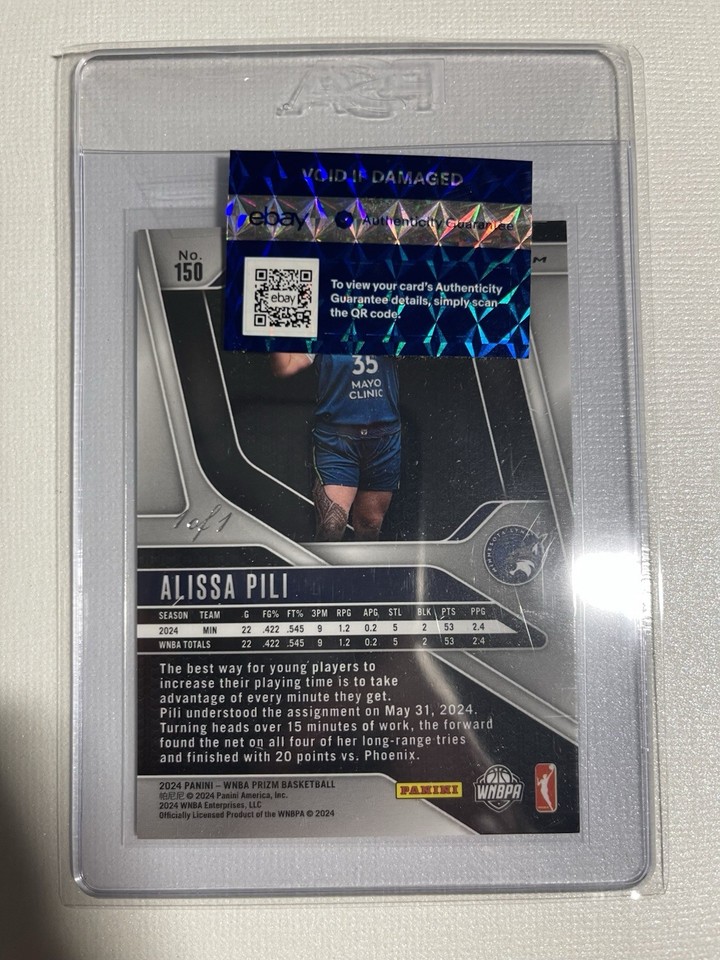2024 Panini Prizm WNBA Alissa Pili Gold Vinyl Prizm Rookie RC #1/1 One ...