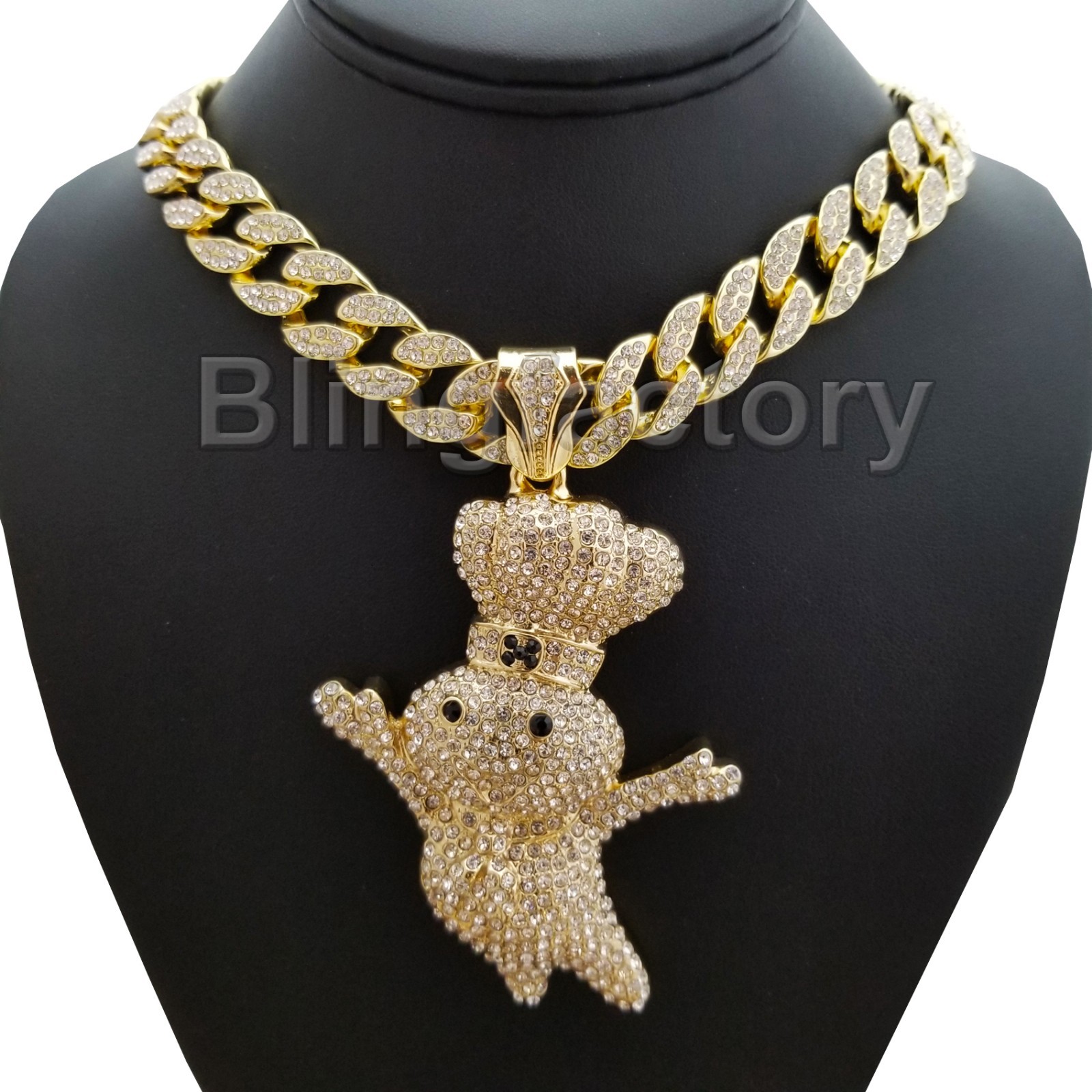 Hip Hop Large DOUGHBOY Pendant & 18" Iced Cuban Choker Chain Fashion ...