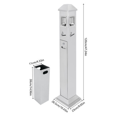 Metal Vertical Trash Bin Cigarette Butts Ash Outdoor Trash Can ...
