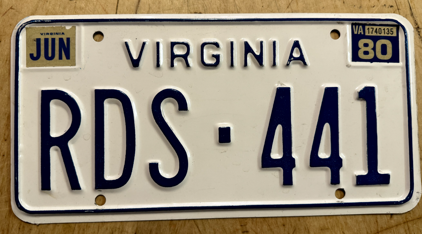 1980 VIRGINIA PASSENGER AUTO LICENSE PLATE " RDS 441 " VA 80 | eBay