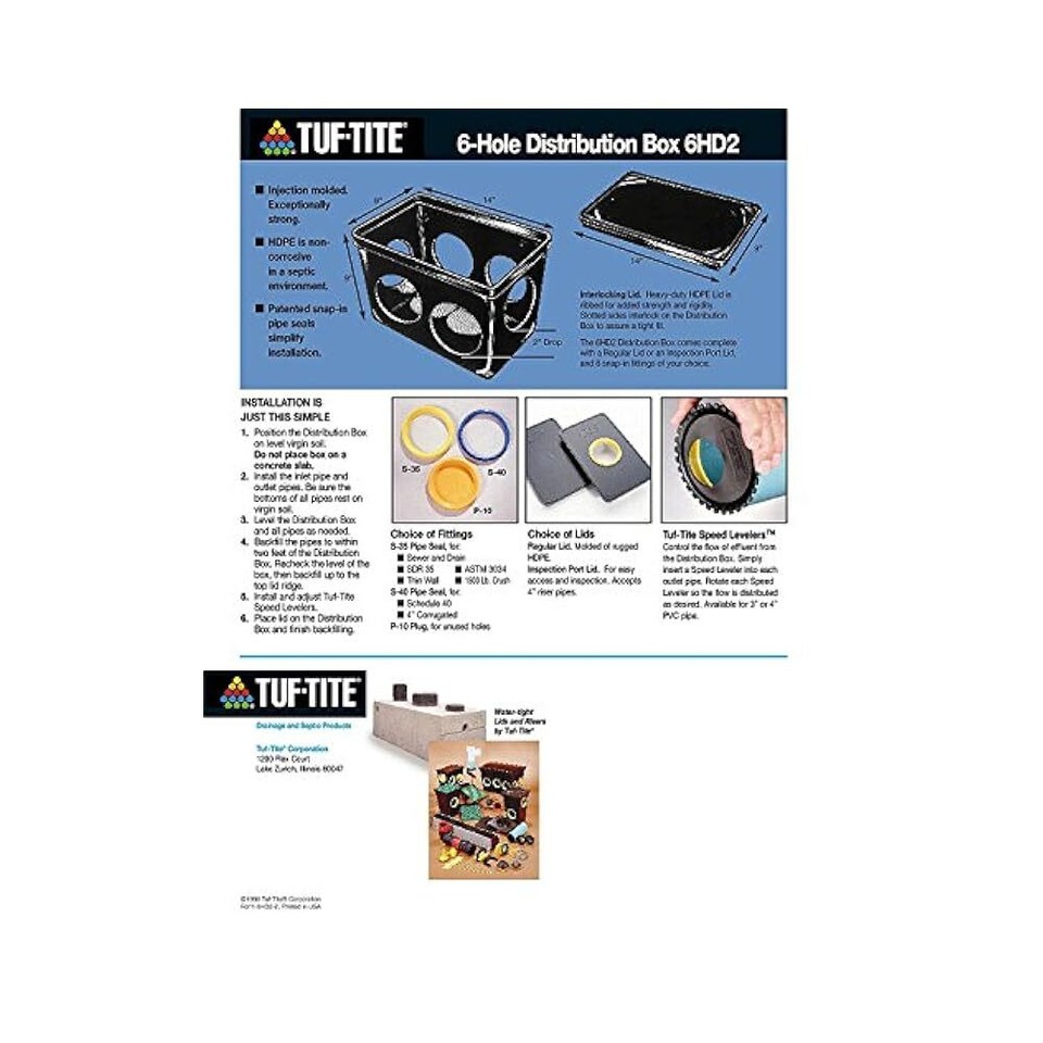 6,Hole Drain Box with Lid & Seals, Efficient Water Distribution System ...