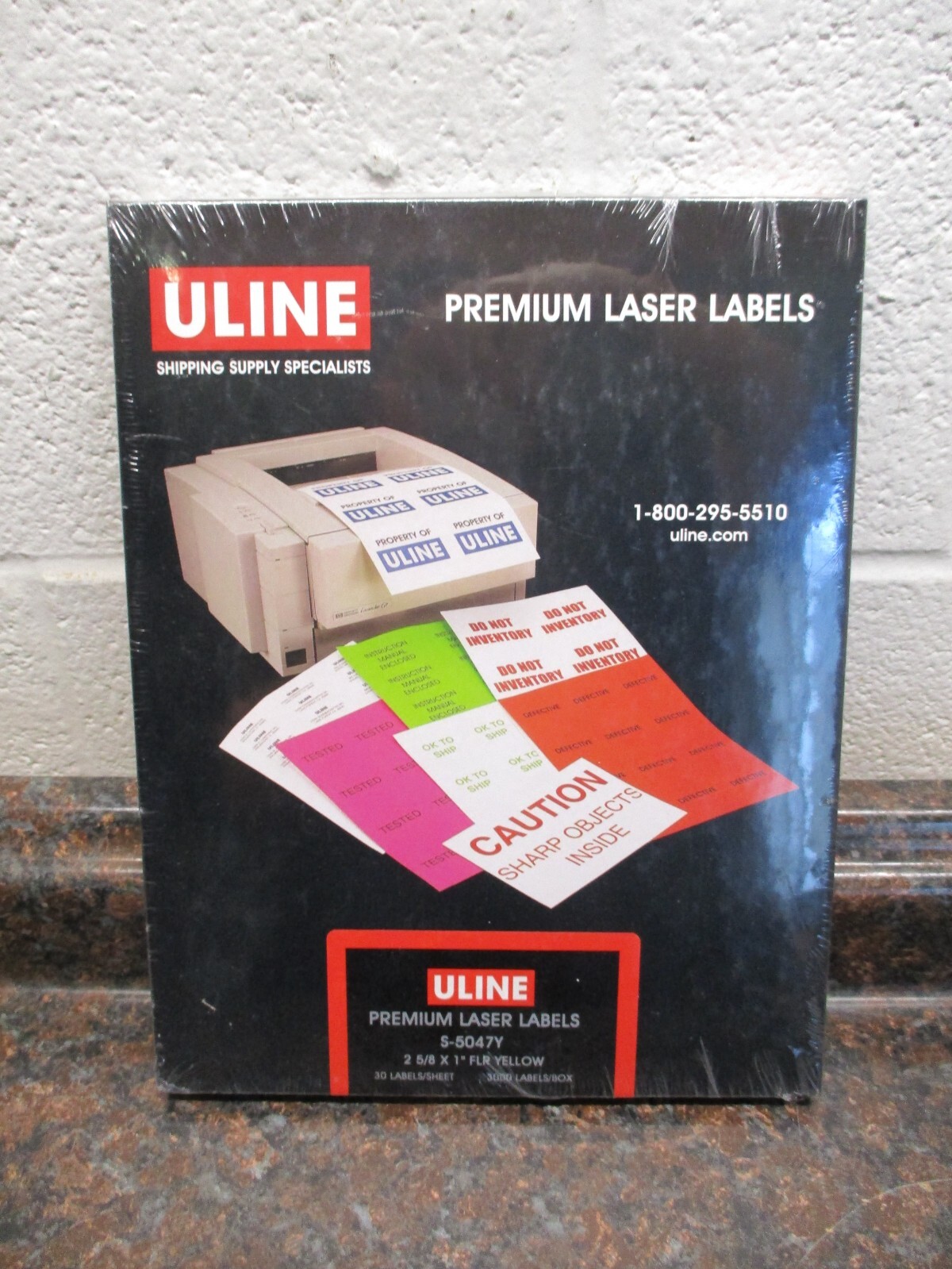 ULINE S-5047Y Premium 3000 FLR YELLOW Self-Stick 2 5/8 X 1” Laser ...