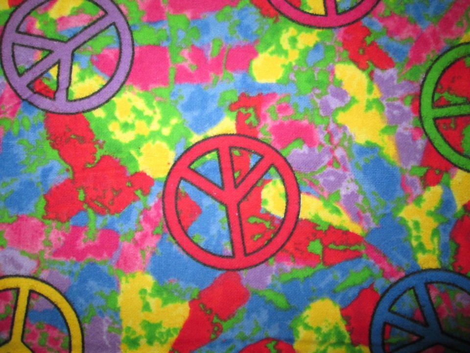 TIE DYE PEACE SYMBOLS COLORS BRIGHT COTTON FLANNEL FABRIC FQ | eBay
