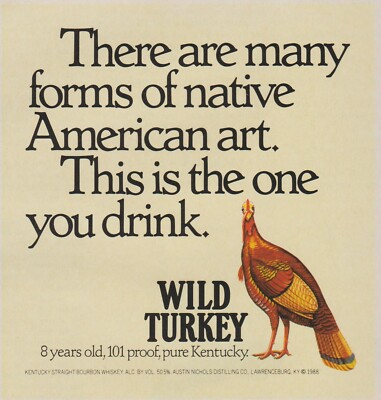 1989 Wild Turkey Bourbon Whiskey -"Many Forms Of Native American Art ...
