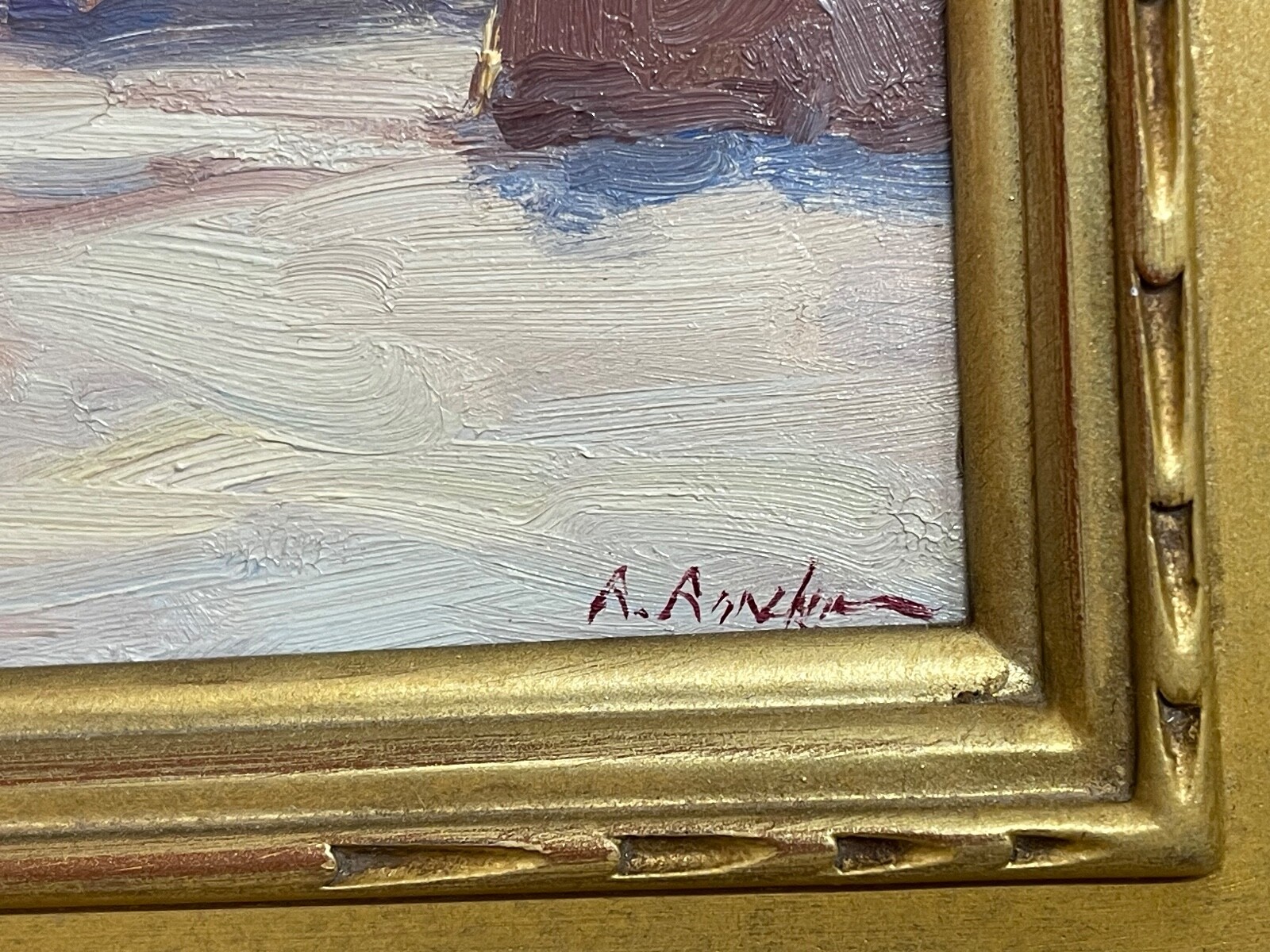 Ron Rencher "Taos Pueblo, Winter" Original Oil Painting 6" x 8 ...