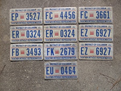Bulk Lot of 10 Washington DC License Plate Plates Lot - EX 6927 Over 3 ...