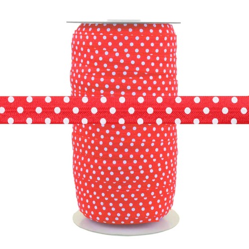 Red with White Polka Dots 5/8" Fold Over Elastic 100yd | eBay