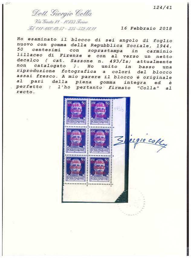 Rsi 1944 - Fascetti 50 Cent Florenz Abziehbild Neu MNH | eBay