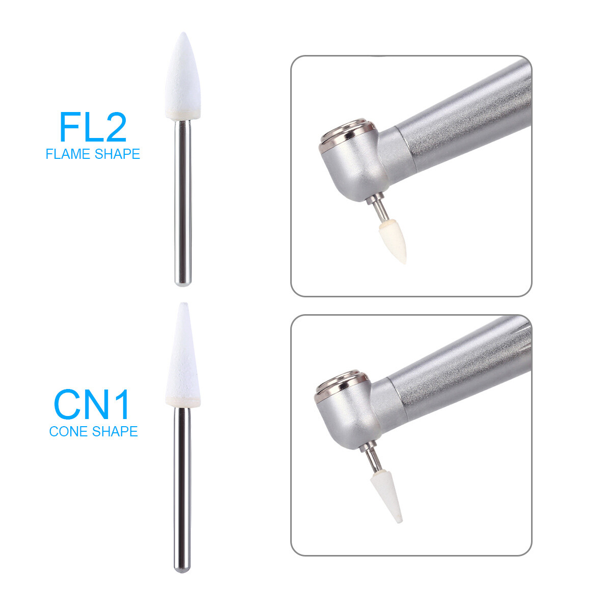 Dental White Polishing Stone FG Burs Flame Cone Shape Burs Drills ...