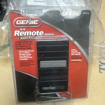 New Genie GT912-1BL 9/12 Switch Remote Controller with Visor Clip Black ...