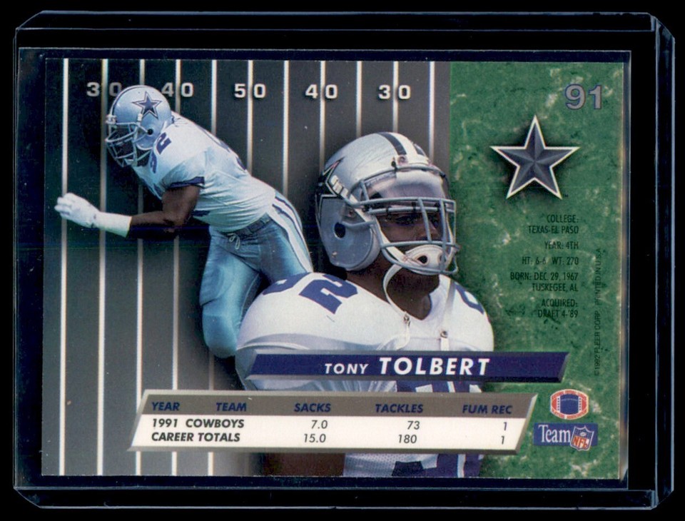 1992 Fleer Ultra Tony Tolbert Dallas Cowboys #91 0982 | eBay