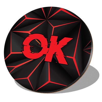 1 x Round Coaster - Letters OK Gamer Black Red Video Game Initial ...