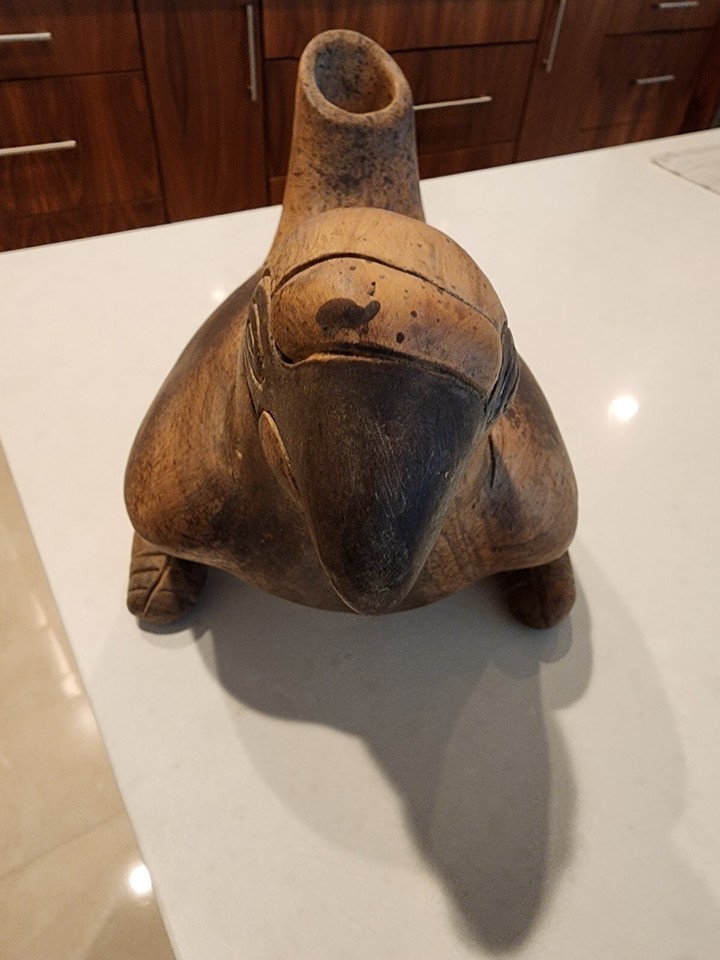 Vintage Terra Cotta Bird Art Pottery Vessel Vase Primitive Signed ...