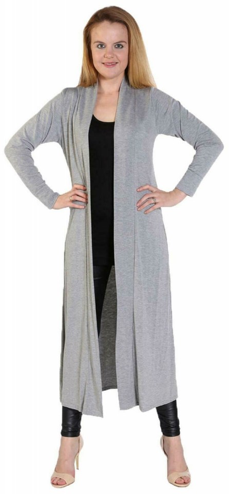 New Womens Ladies Long Sleeve Maxi Boyfriend Cardigan Open Floaty 8-26 ...