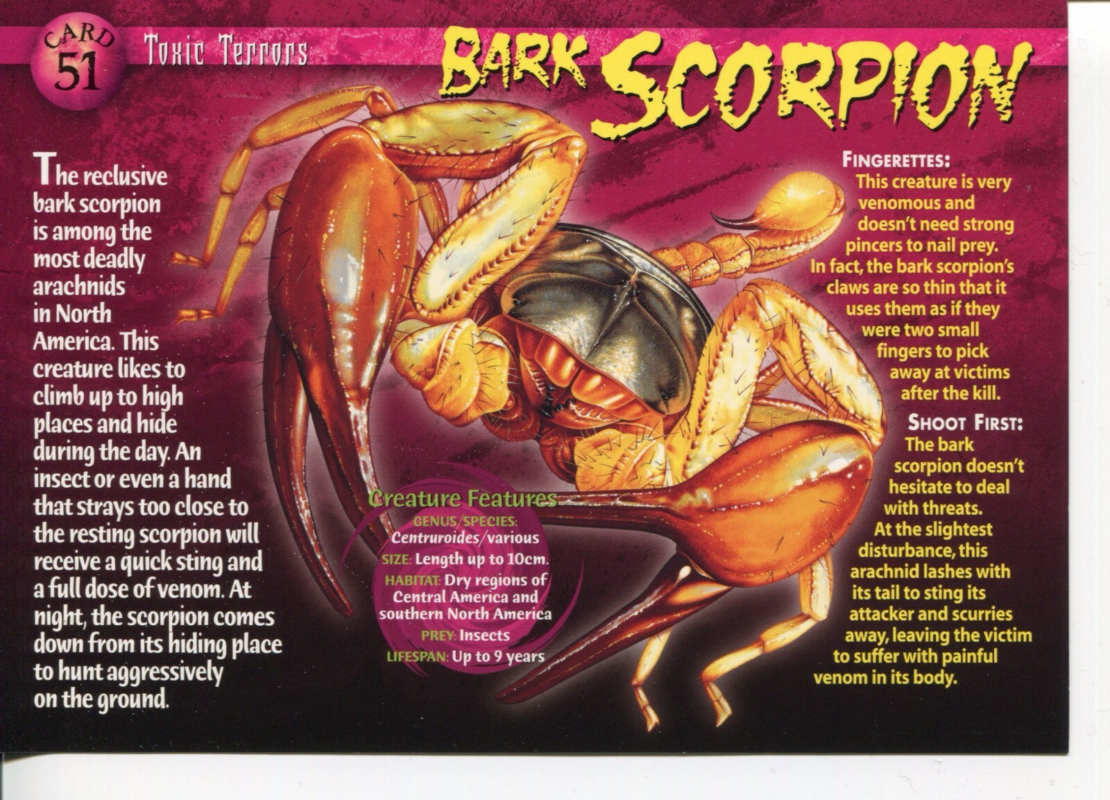 Weird N’ Wild Creatures Toxic Terrors Card 51 # Bark Scorpion # LC3 | eBay