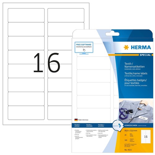 HERMA Flexible Self Adhesive Name Badge Labels, 16 Labels Per A4 Sheet ...