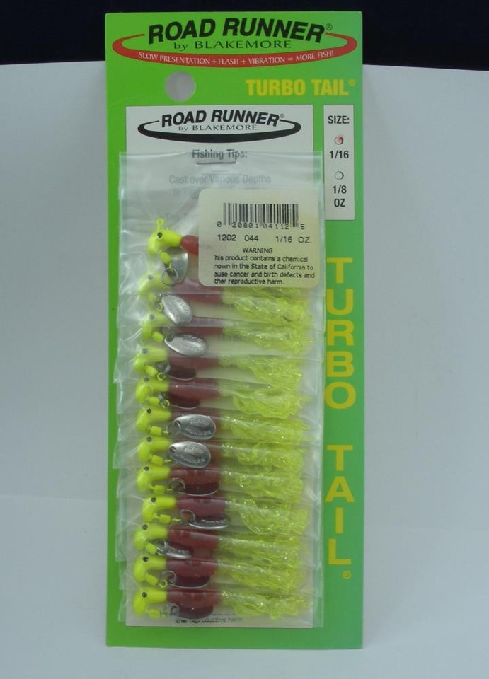 Blakemore 1202-44 Road Runner Turbo Tail 1/16 oz Red Chartreuse Card of ...