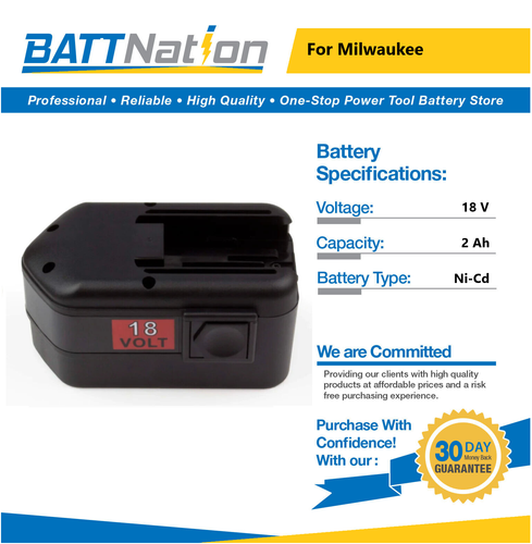 18V 2Ah NiCd Battery for Milwaukee 48-11-2230 48-11-2200 48-11-2232 | eBay