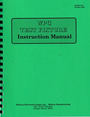 WILLIAMS WPC TEST FIXTURE PINBALL INSTRUCTION MANUAL - NEW! | eBay