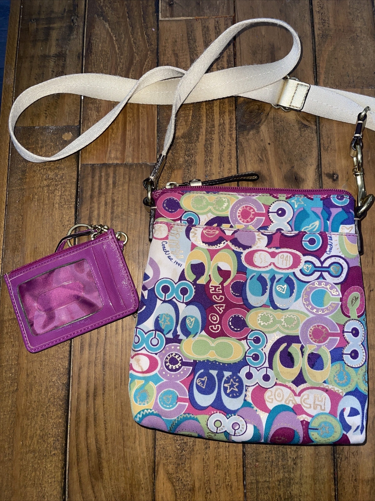 Coach POPPY/Op Art Graffiti Print RARE Crossbody Purse - Gem