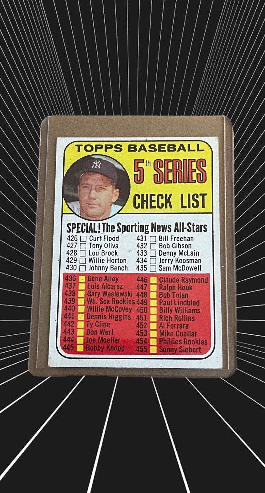 1969 Topps Baseball 5th Series Checklist Featuring Mickey Mantle - EX ...