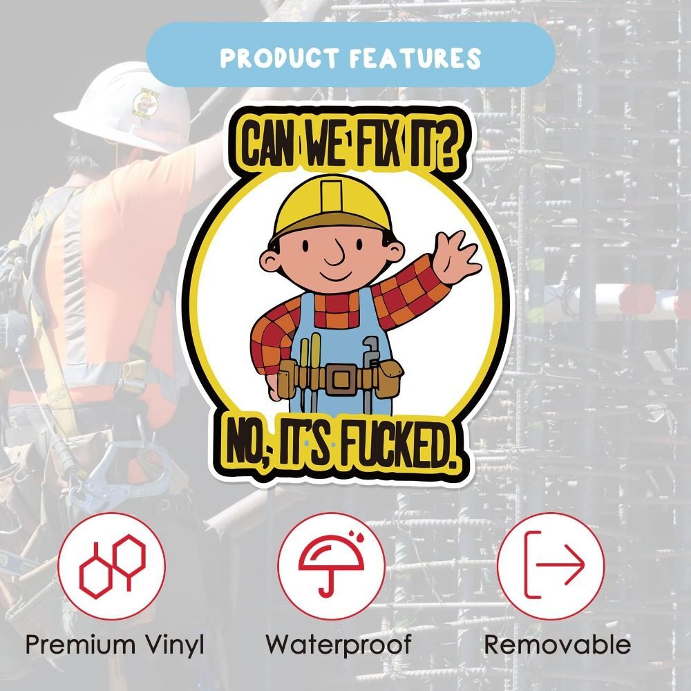 10 Pack Vinyl Hardhat Stickers Cartoon Funny Builder Sticker Builder | eBay