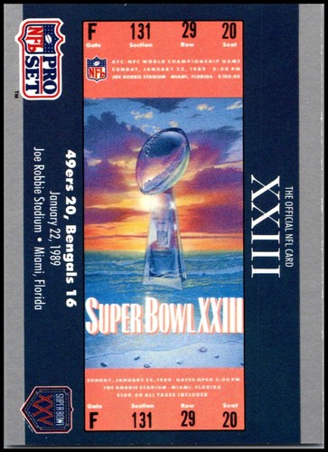 1990 Pro Set Super Bowl Ticket Replica #23 SB XXIII FREE SHIPPING! | eBay