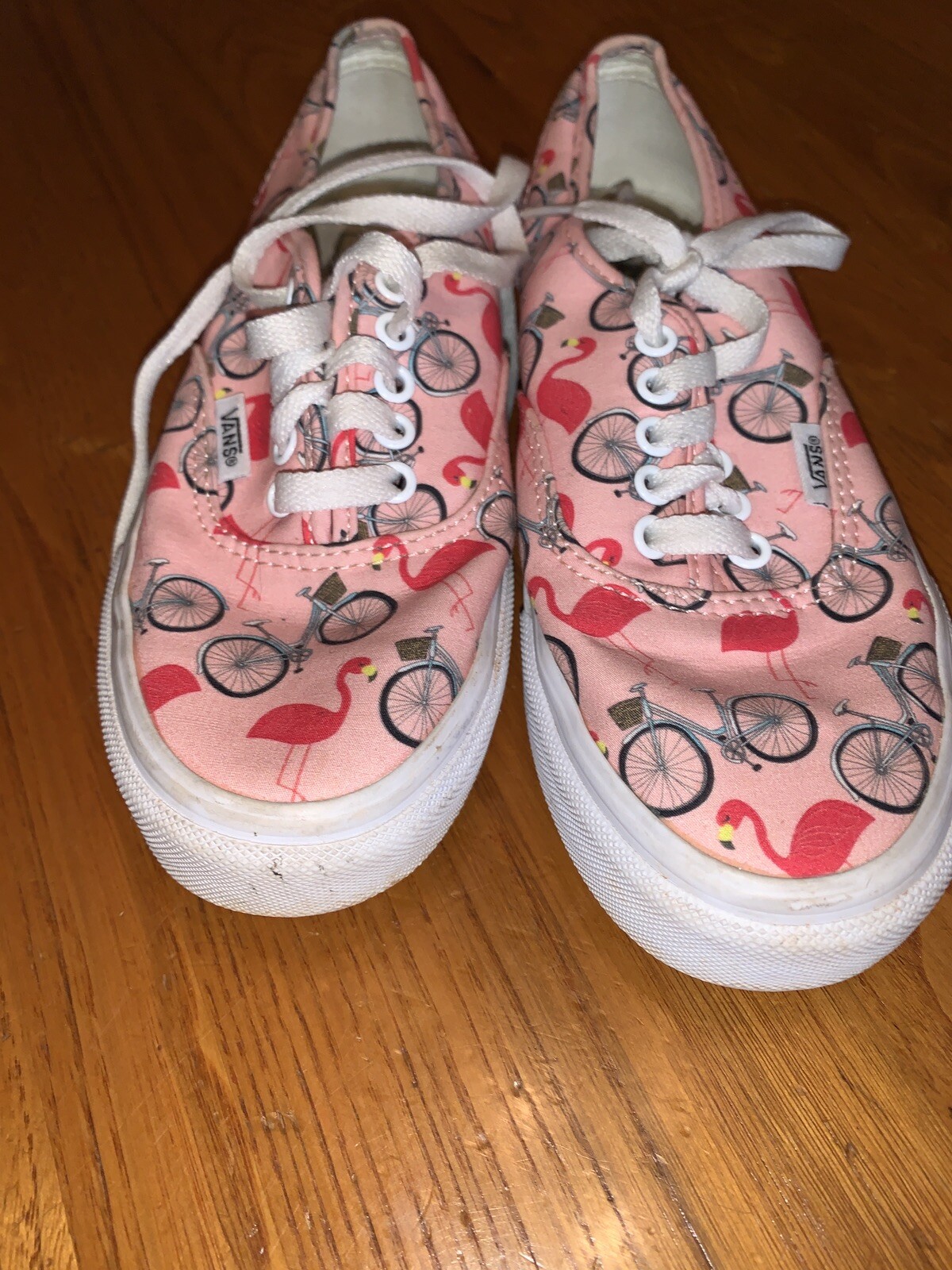 Sneakers stringate Vans rosa fenicottero stampa bicicletta donna 5,5 uomo 4