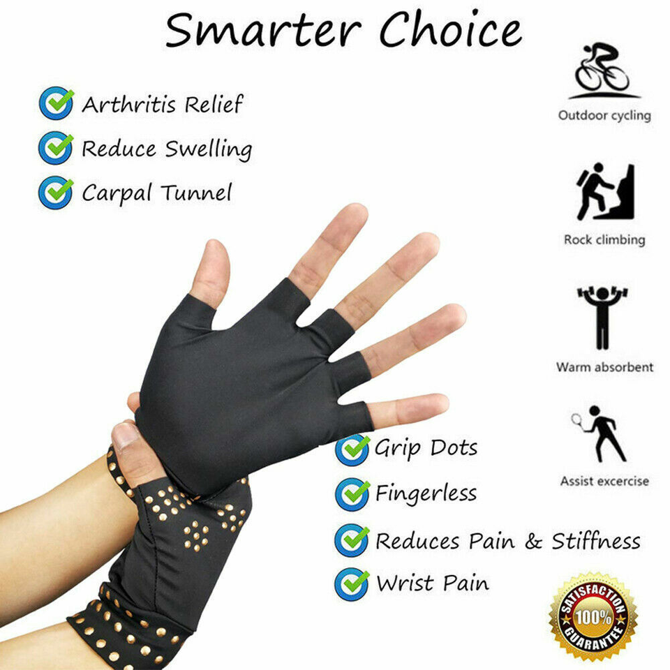 Copper Hands Arthritis Gloves Therapy Support Pressure Pain Heal Joint ...