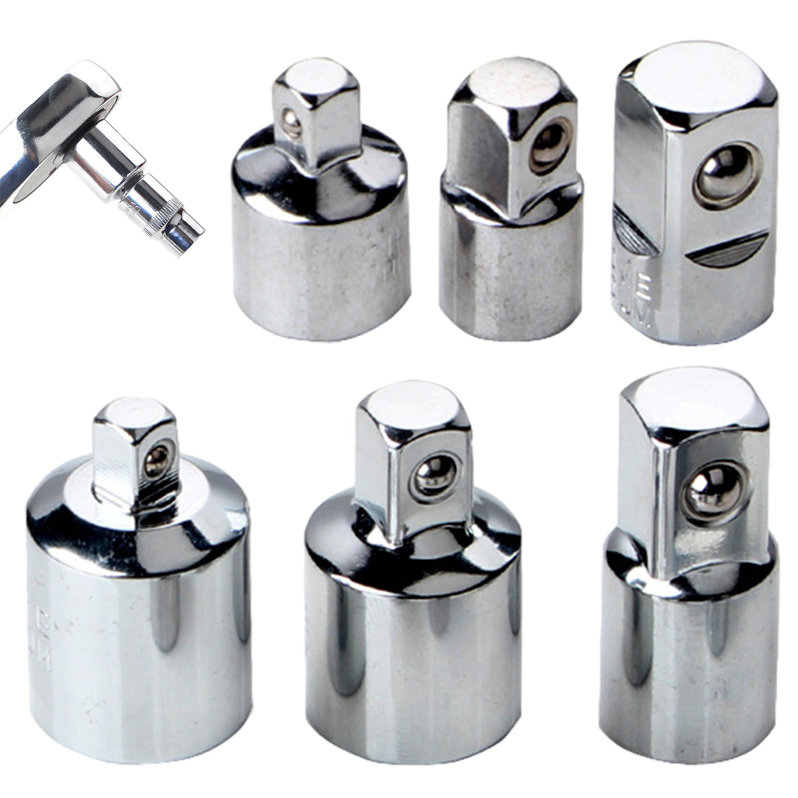 6pcs For Drill Chrome Vanadium Steel Ratchet Wrench Socket Adapter Set ...