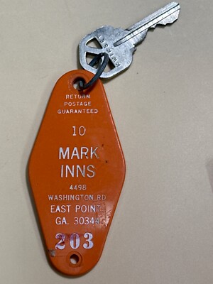 10 Mark Inn Hotel Motel Room Key Fob & Key East Point Georgia #203 RARE ...