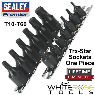 Sealey Socket Bit Set Torx Star One Piece Rail 1/4" & 3/8" Drive Trx ...