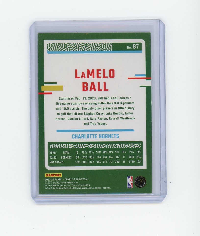 2023-24 Panini Donruss LaMelo Ball Choice Black Gold Mojo Holo /8 ...