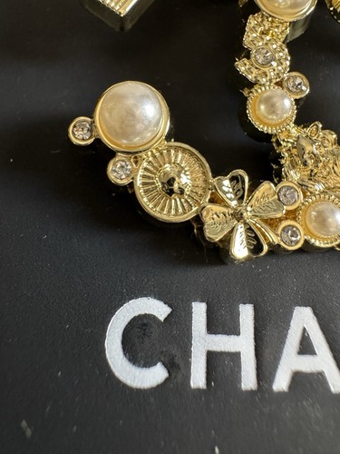 Authentic Chanel Brooch With Faux Pearl & Crystal | eBay